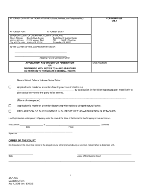 Fillable Online ado-005-application-and-order-publication-or-dispensing ...