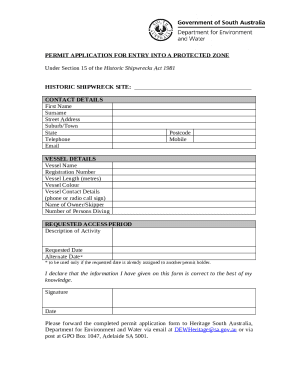 Diving Permit Application Doc Template | pdfFiller