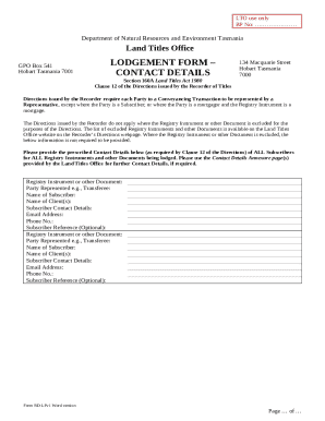 Lodgement - Contact Details RD-LFv1 Word version Doc Template | pdfFiller
