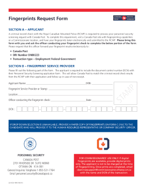 Fillable Online Fingerprints applicant request form Fax Email Print ...