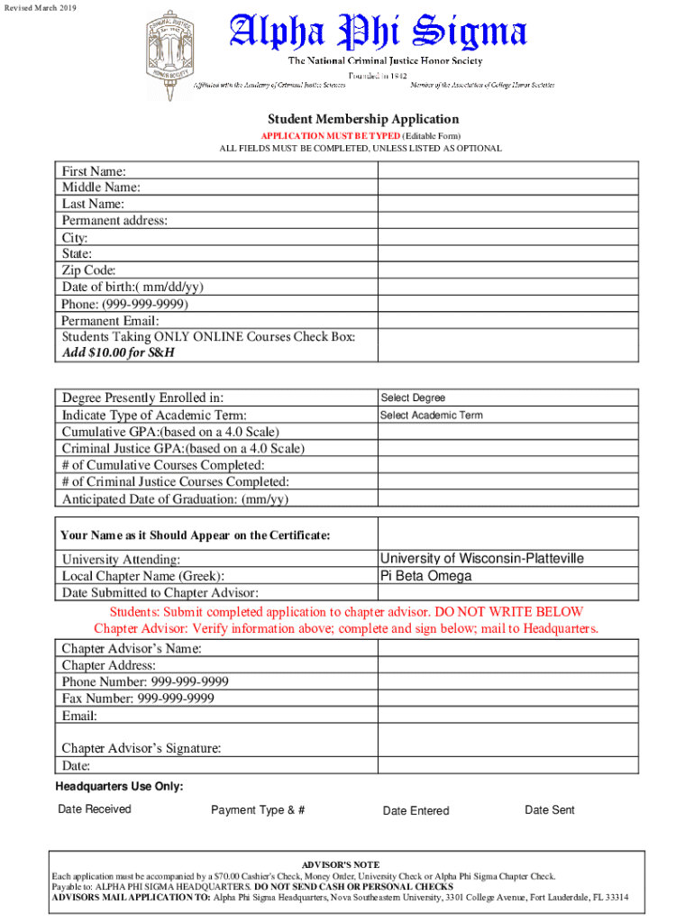 Fillable Online Alpha Phi Sigma The Criminal Justice Honor Society Bylaws Fax Email Print ...