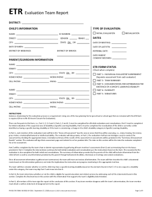 Fillable Online Ohio Evaluation Team Report Form Instructions and User ...