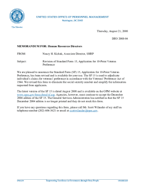 Fillable Online Revision of Standard Form 15, Application for 10-Point ...