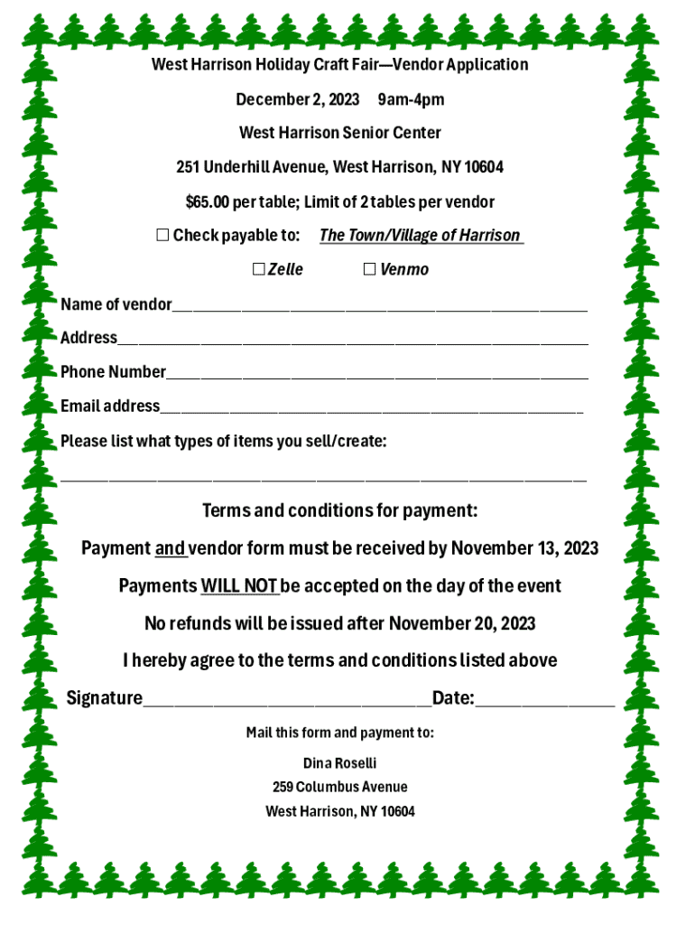 Fillable Online Terms and conditions for payment: Payment and vendor form must ... Fax Email ...