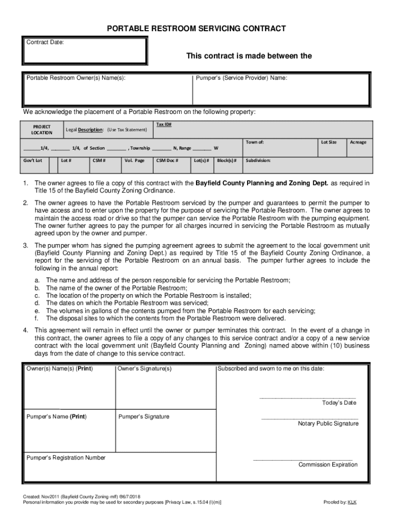 Fillable Online portable toilet and handwash station agreement Fax ...