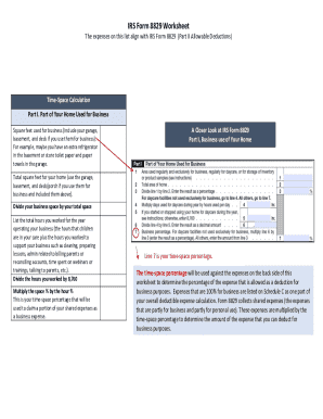 Fillable Online IRS Form 8829 Worksheet Fax Email Print - pdfFiller