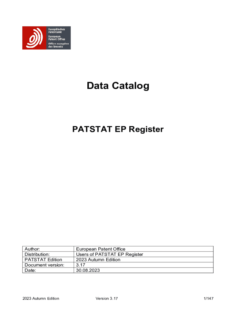 Fillable Online Data catalog for PATSTAT EP Register Fax Email Print - pdfFiller