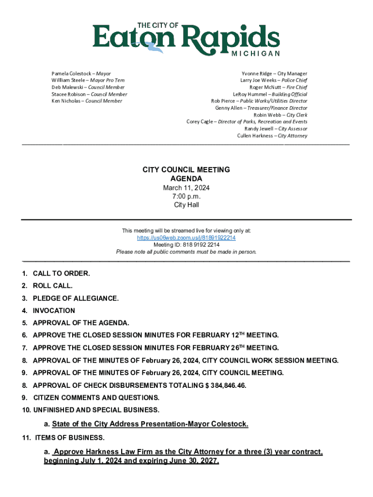 Fillable Online Pamela Colestock Mayor Fax Email Print - pdfFiller