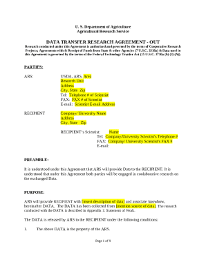 data transfer research agreement - exchange Doc Template | pdfFiller