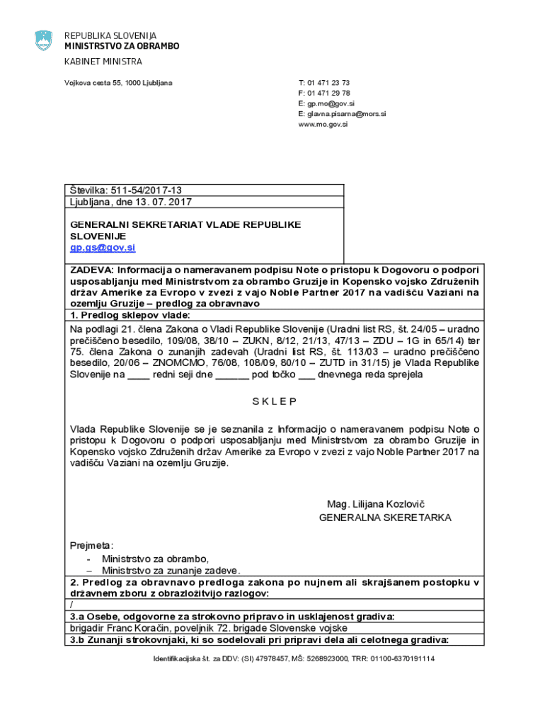 Fillable Online PRILOGA 1 - VladaGOV.SI Fax Email Print - pdfFiller