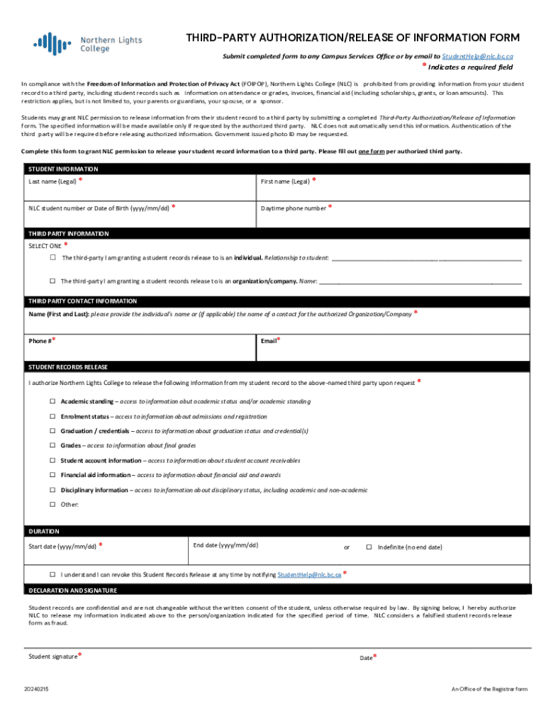 Fillable Online THIRD-PARTY AUTHORIZATION/RELEASE OF ... Fax Email ...