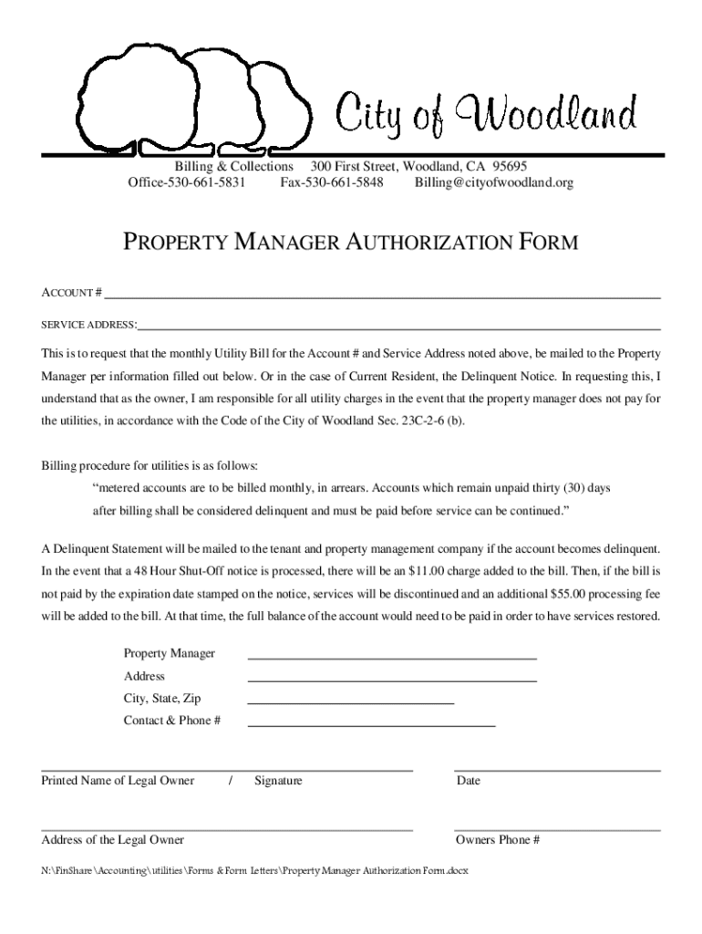 Fillable Online property manager authorization form Fax Email Print ...