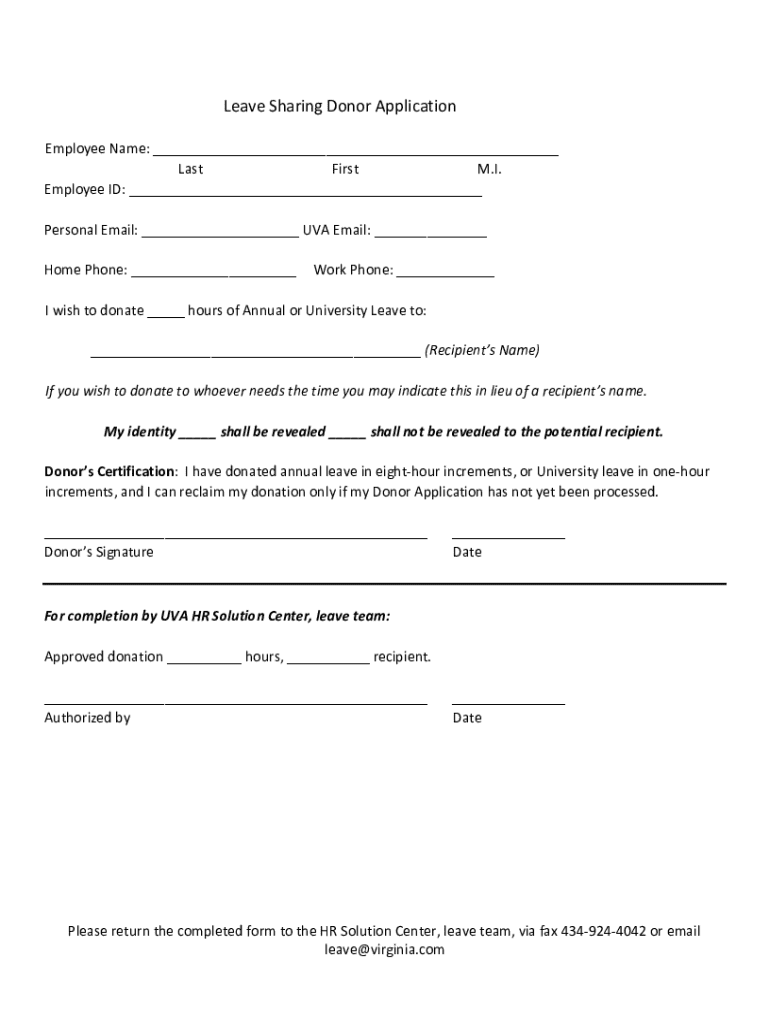 Fillable Online hr virginia Leave Sharing Recipient Application Form ...