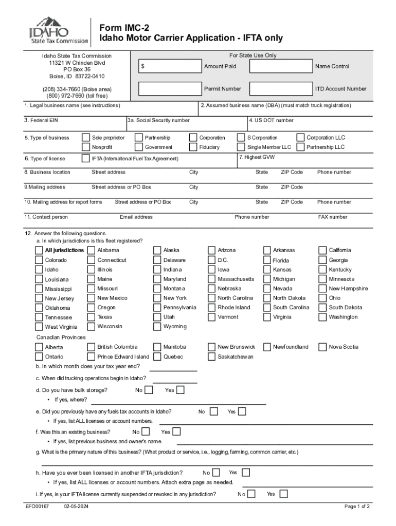 Fillable Online tax idaho Fillable Online tax idaho Idaho Motor Carrier ...