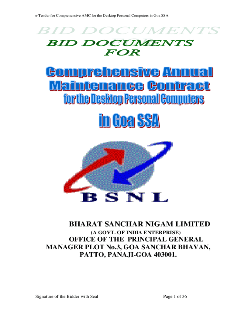 Fillable Online e-Tender for Comprehensive AMC for the Desktop Personal ...