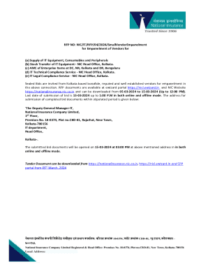 Fillable Online RFP NO - National Insurance Fax Email Print - pdfFiller