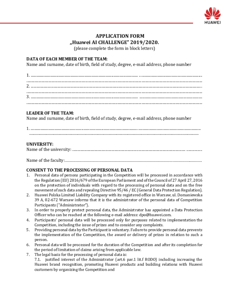 Fillable Online (Sample) Job Application Form HuaweiPDF Fax Email Print ...