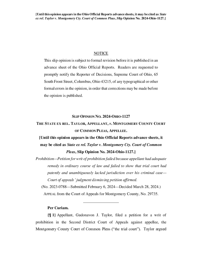 Fillable Online State ex rel. Taylor v. Montgomery Cty. ... Fax Email Print - pdfFiller