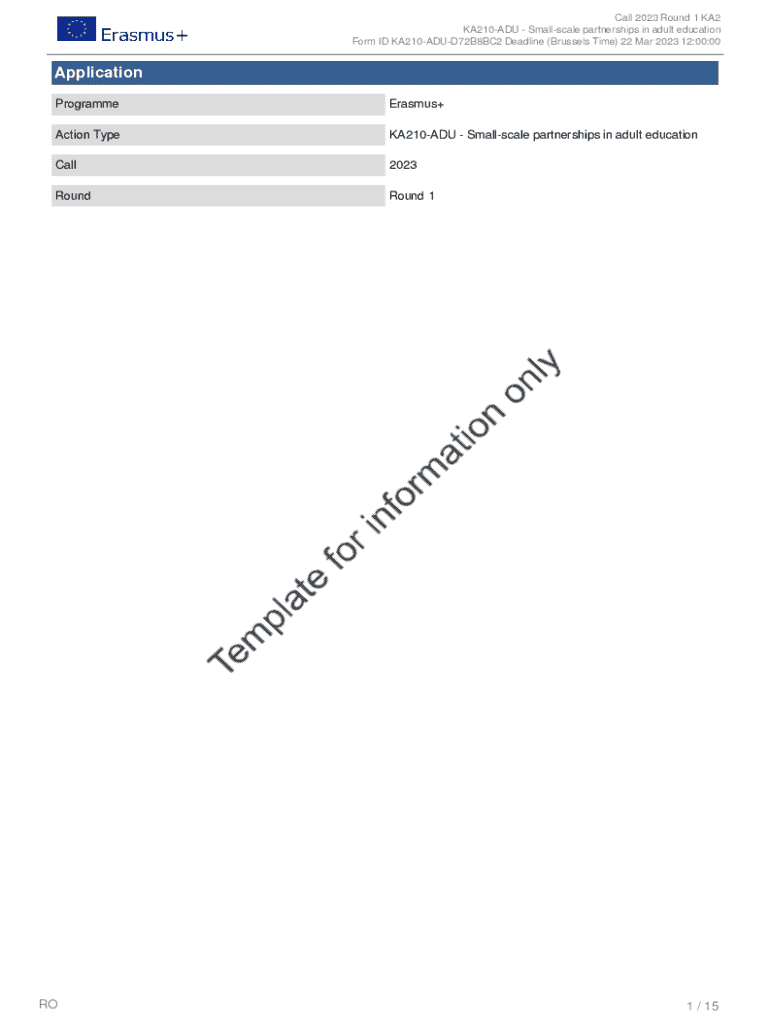 Fillable Online Erasmus+ KA210-ADU application form. ... Fax Email ...