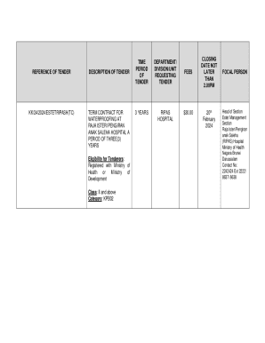 Fillable Online REFERENCE OF TENDER DESCRIPTION OF ... Fax Email Print ...