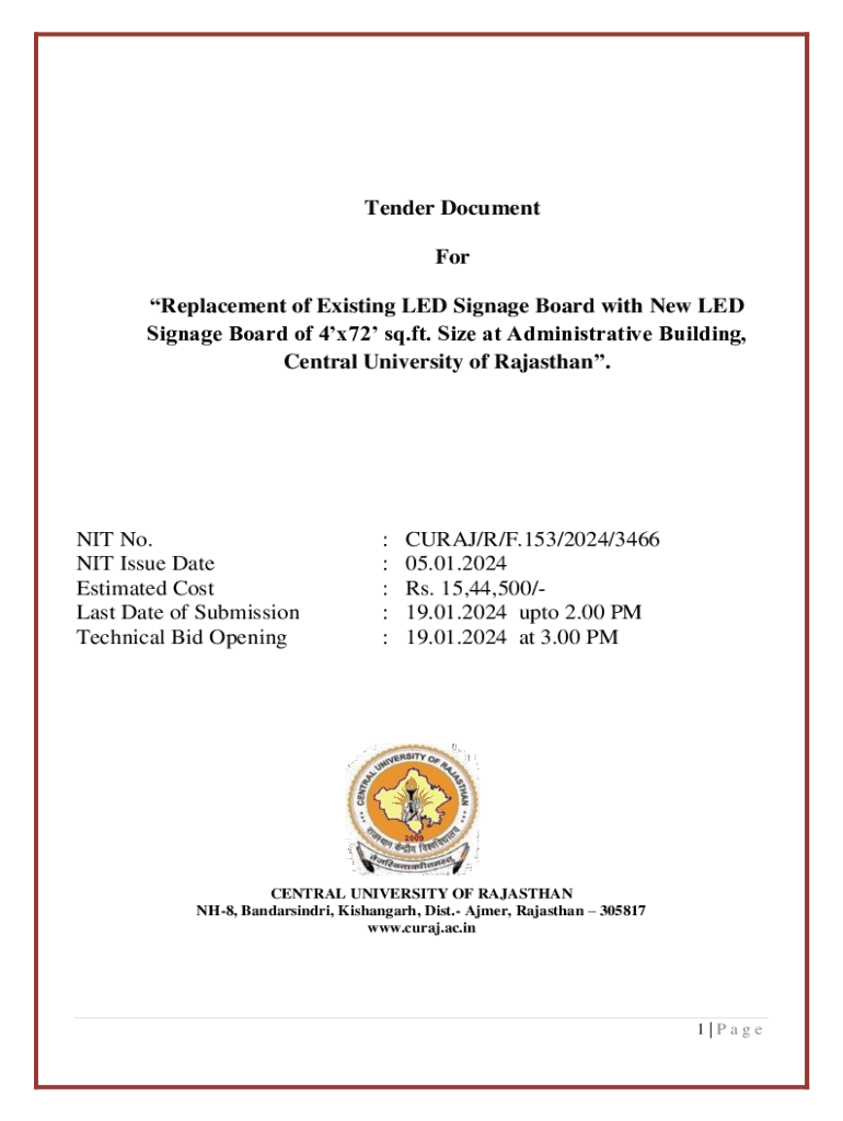 Fillable Online Replacement of Existing LED Signage Board with New ...