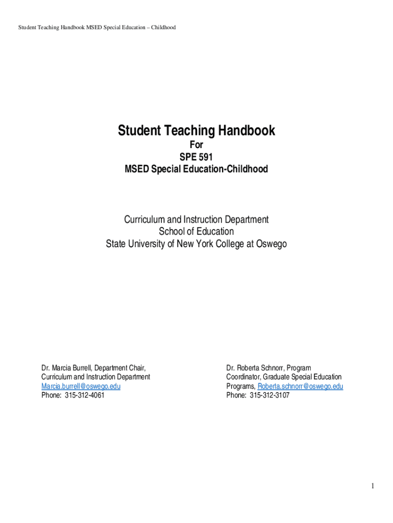 Fillable Online Childhood and Childhood Special Education, Master of ...