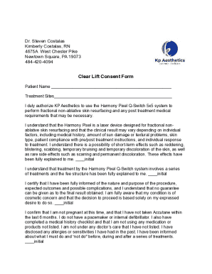 Fillable Online CLEAR LIFT CONSENT Fax Email Print - pdfFiller
