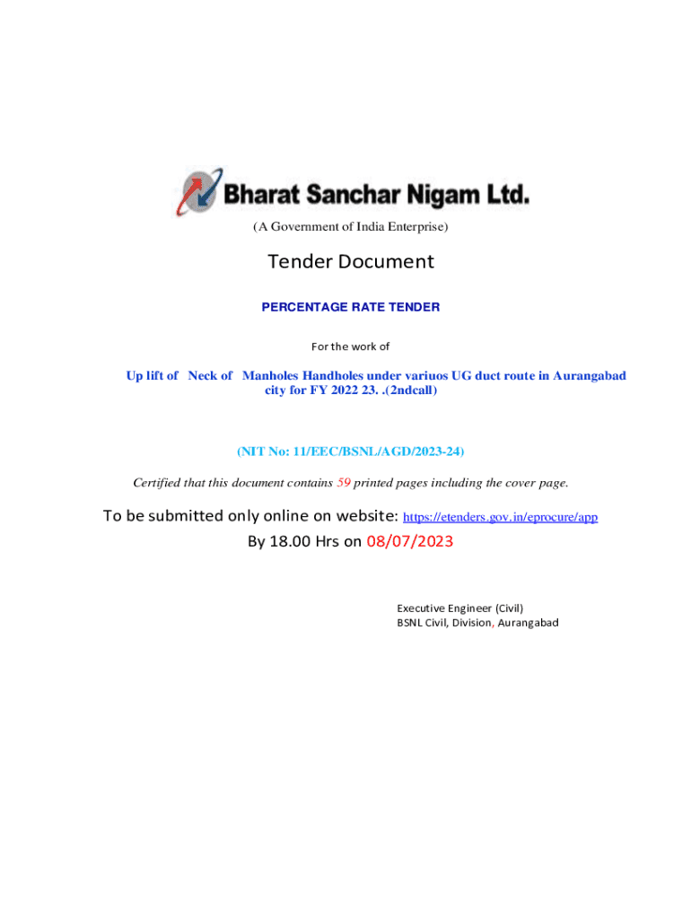 Fillable Online TENDER DOCUMENT Deployment of Manpower for ... Fax ...