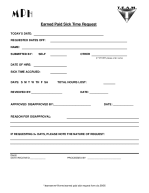 Fillable Online Earned Paid Sick Time Request Fax Email Print - pdfFiller