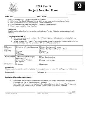 Fillable Online 2024-2025 Grade Nine Course Selection Form (In- Board) Fax Email Print - pdfFiller