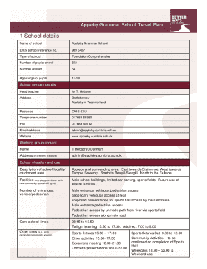 Fillable Online Appleby Grammar School Travel Plan Doc Template Fax ...