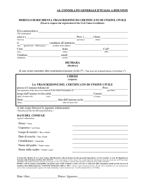 Compilabile Online Form to request the registration of the Civil Union ...