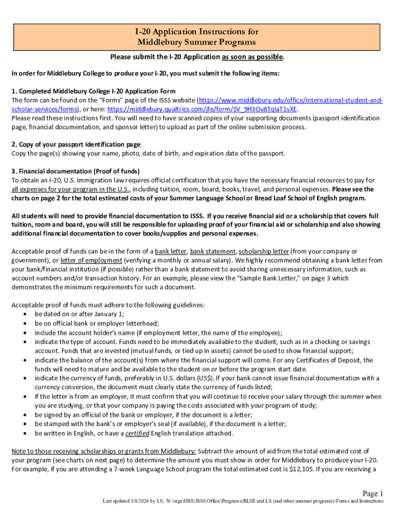 Fillable Online Please submit the I-20 Application as soon as possible ...