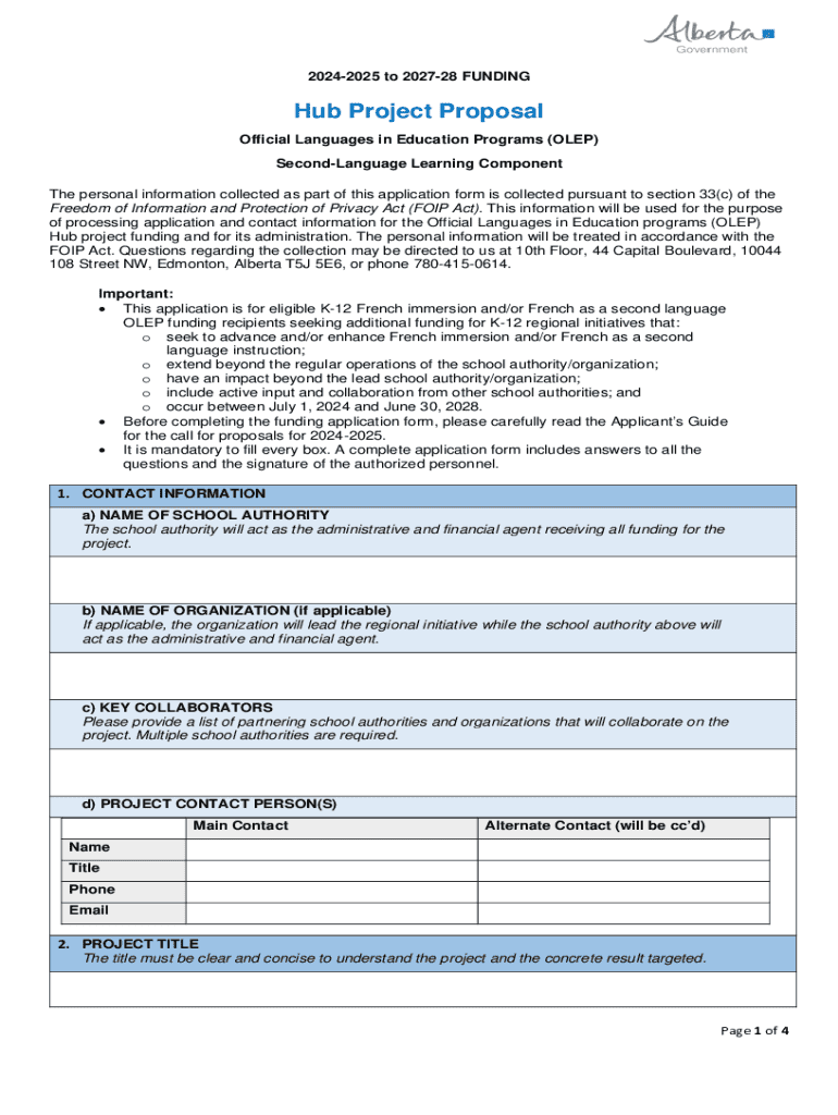 Fillable Online Hub Project Funding Application Form 2024-25 to 2026-27 ...