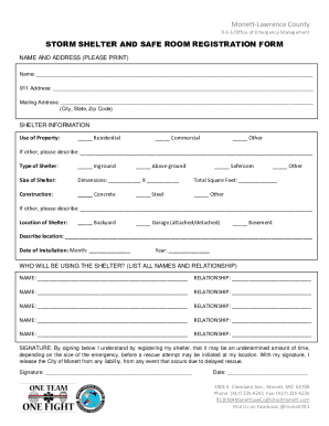 Fillable Online storm shelter and safe room registration form Fax Email ...