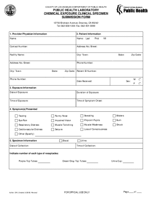 Fillable Online chemical exposure clinical specimen submission form Fax ...