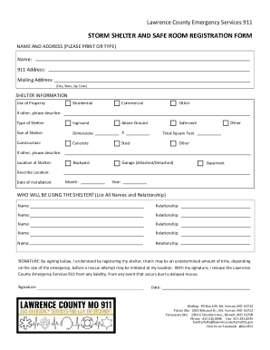 Fillable Online Form Now Available for Storm Shelter Registration ...