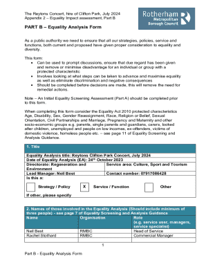 Fillable Online Equality Analysis Form Part B - Reytons Fax Email Print ...