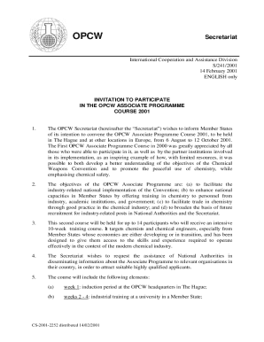 Fillable Online The OPCW Secretariat (hereinafter the Secretariat ...