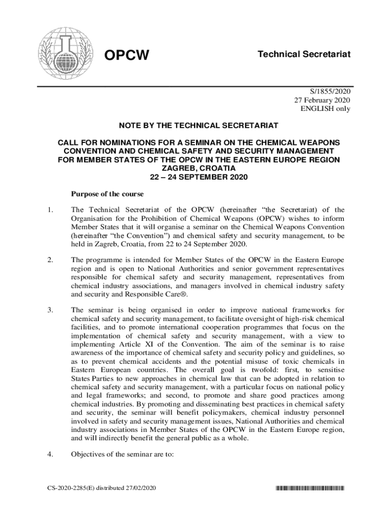 Fillable Online FOR MEMBER STATES OF THE OPCW IN THE EASTERN EUROPE ...