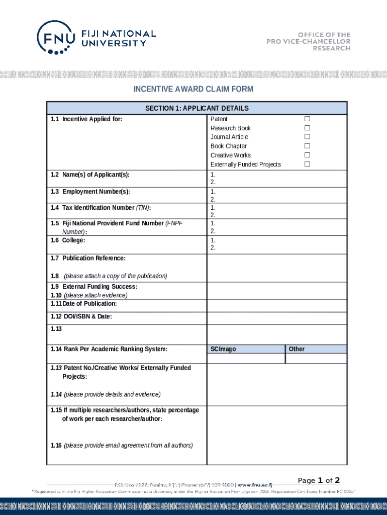 Application for Research Incentive Scheme Doc Template | pdfFiller