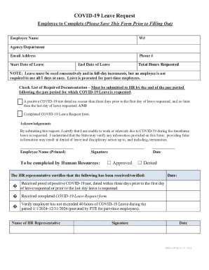 Fillable Online dbm maryland COVID-19 Leave Request Form. COVID-19 Leave Request Form Fax Email ...