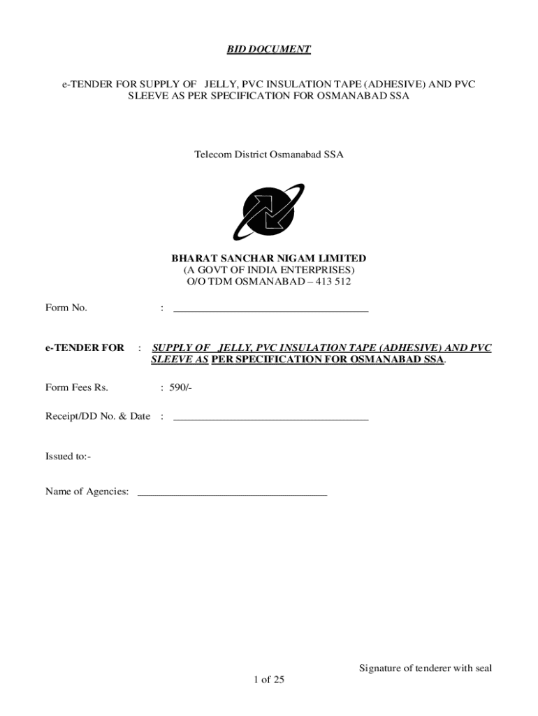 Fillable Online Signature of tenderer with seal 1 of 25 BID DOCUMENT e ...