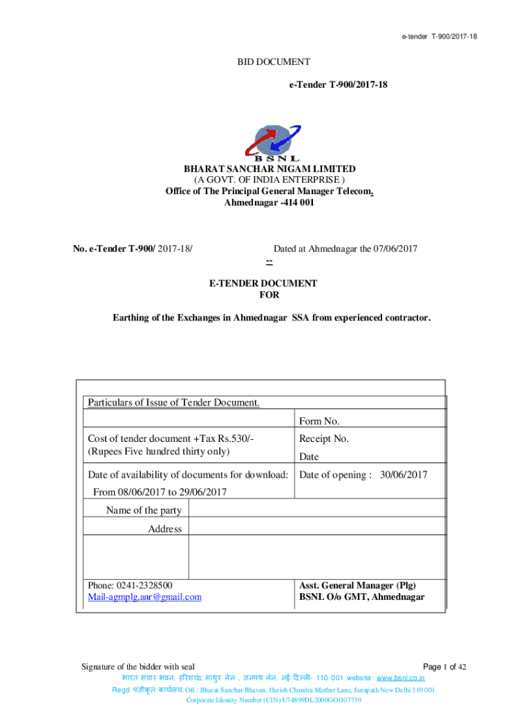 Fillable Online Particulars of Issue of Tender Document. Form No. Cost of tender ... Fax Email ...