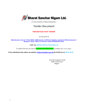 Fillable Online Percentage Rate TENDER e-Tender Document Fax Email ...