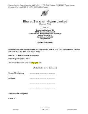 Fillable Online BHARAT SANCHAR NIGAM LIMITED CHENNAI TELEPHONES Fax Email Print - pdfFiller
