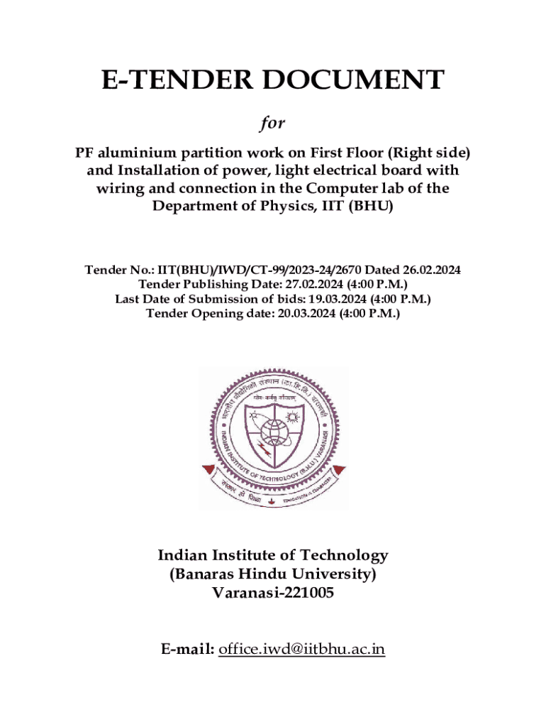 Fillable Online e-tender for refurbishing, electrical, fire fighting ...