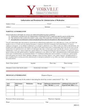 Fillable Online 5330 F1/page 1 of 2 PERMISSION FORM FOR MEDICATION Fax ...