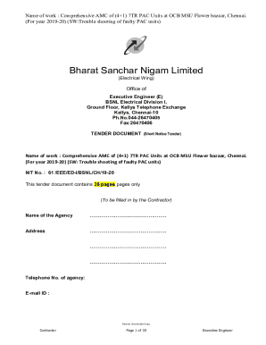 Fillable Online Name of work : Comprehensive AMC of (4+1) 7TR PAC Units ...