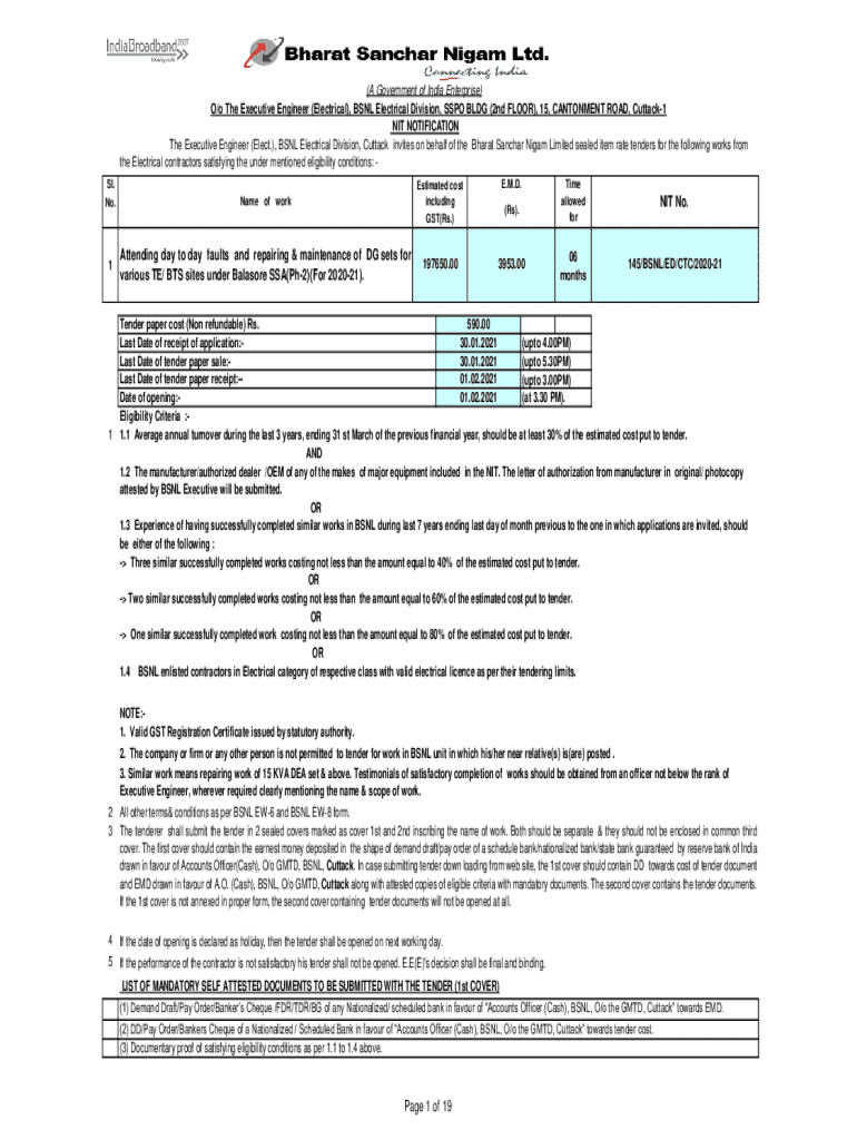 Fillable Online Fillable Online NIT NOTIFICATION 1 15 days (upto 4.00PM) Fax Email Print - pdfFiller